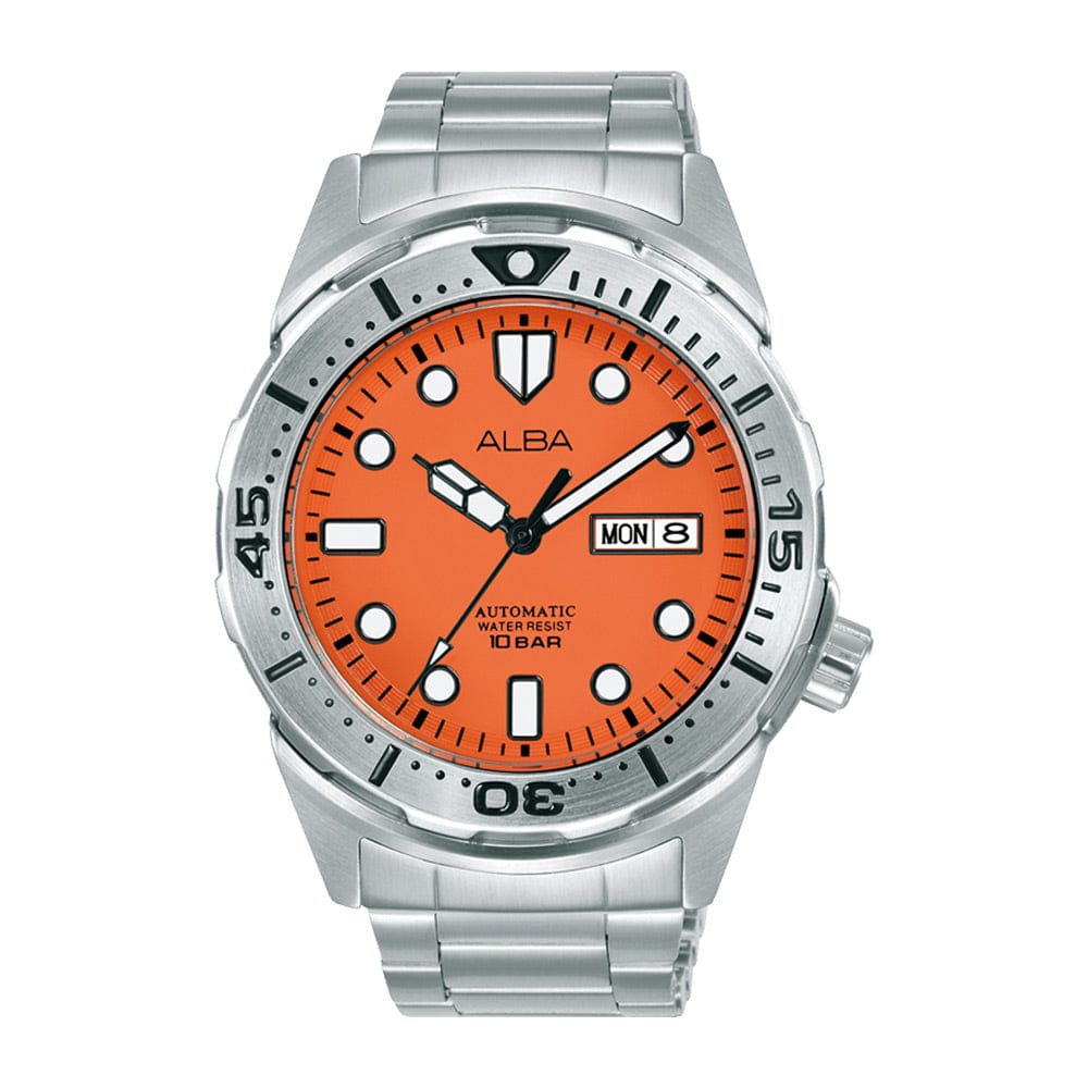 Alba Automatic AL4375X Stainless Steel Orange Dial Men Watch Malaysia