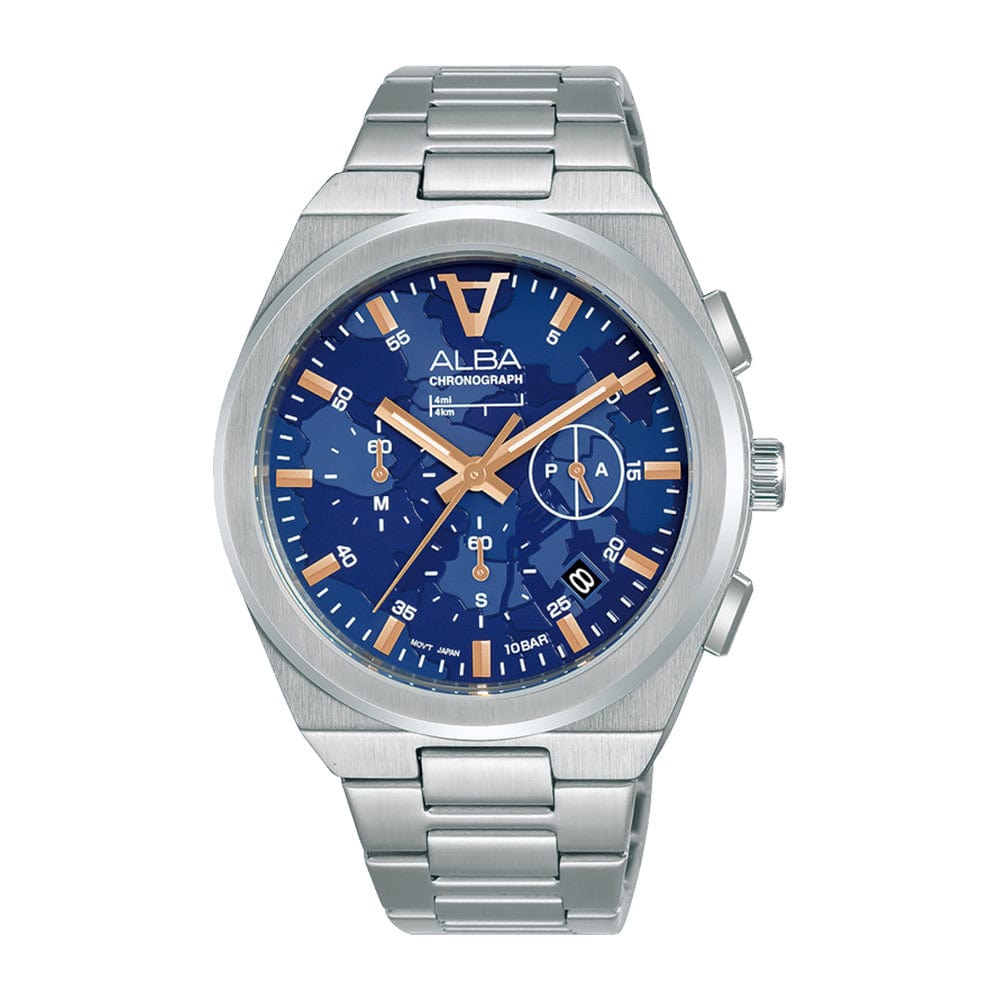 Alba Sign A AT3H53X Silver Stainless Steel Blue Dial Quartz Men Watch