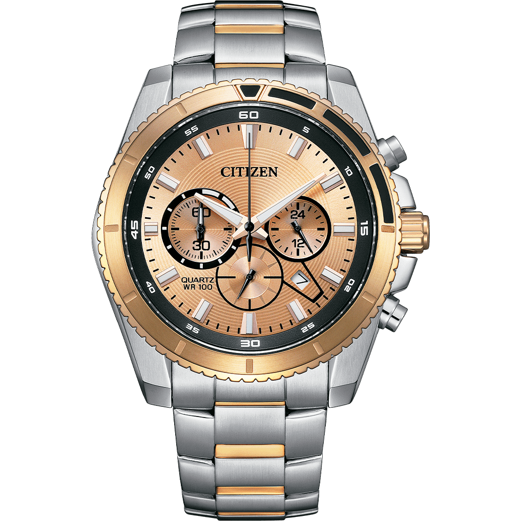Citizen Quartz AN8204-59X Chronograph Champagne Dial Steel Men Watch