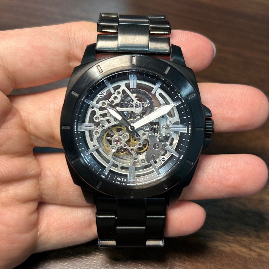 [Pre-Owned] Fossil Privateer BQ2426 Black Skeleton Automatic Men Watch