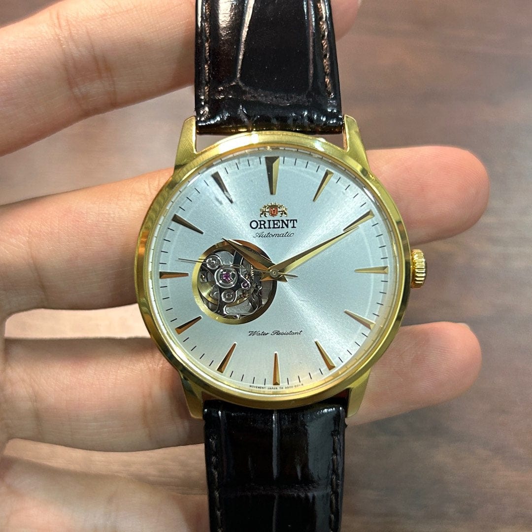 [Pre-Owned] Orient Esteem II Open Heart White Dial Automatic Men Watch