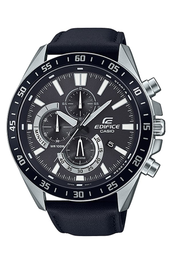 Casio Edifice EFV-620L-1AV Chronograph Black Leather Quartz Men Watch